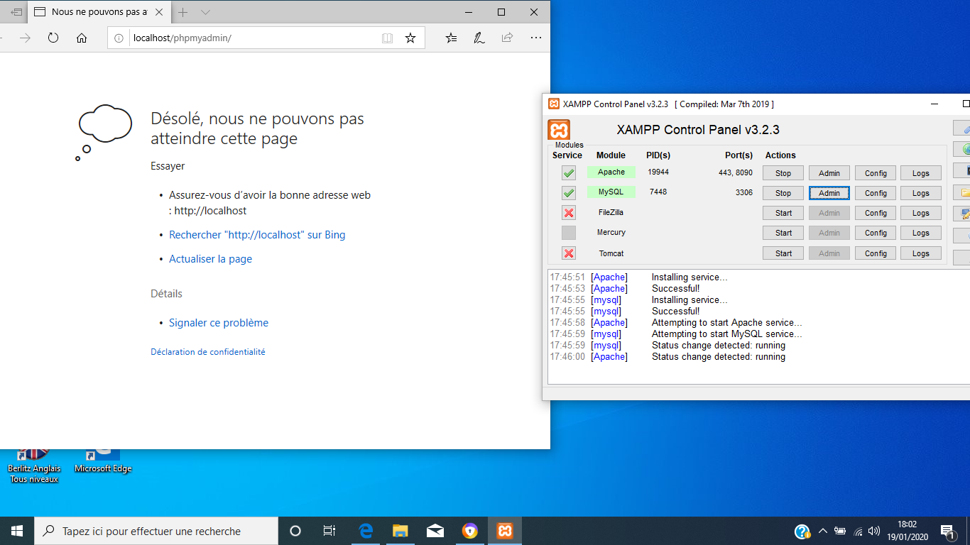 Problème De Connexion Au Localhost Via Xampp Xampp Par Jonathanprudhomme Page 1 Openclassrooms 